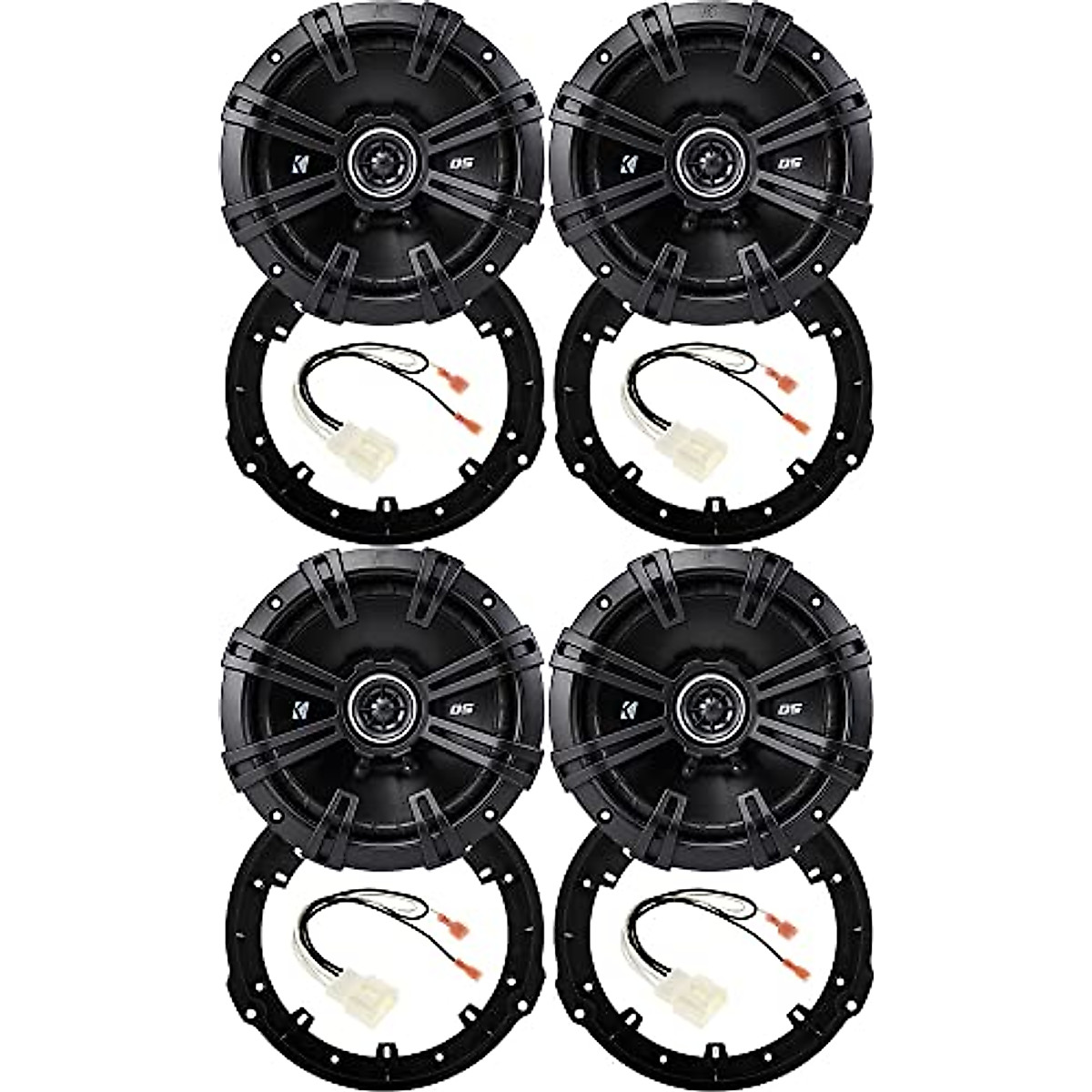 KICKER 43DSC6504 6-1/2" DS Series Front and Rear Door Factory Speaker Replacement Kit with Speaker Harness and Mounting Adapters for Ford Fusion 2013-2020
