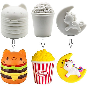 Korilave Squishies DIY Art Crafts Dessert Kits for Girls Gift, Paint Your Own Squishy Toy Jumbo Soft Slow Rising Stress Relief Fidget Toys for Ages 4 5 6 7 8 Kids(27Pcs)