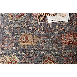 Loloi Giada Collection GIA-01 Grey / Multi, Traditional Area Rug, 5'-0" x 5'-0" Round