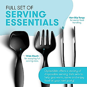 Disposable Chafing Dish Buffet Set Food Warming Trays - Buffet Set Trays Food Warmers for Parties & Events - Replacement Chafing Dishes for Catering (9 Serving Utensil Set)