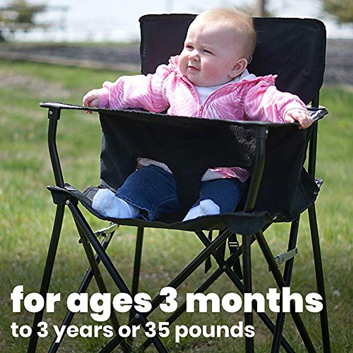 ciao! baby Portable High Chair for Babies and Toddlers, Compact Folding Travel High Chair with Carry Bag for Outdoor Camping, Picnics, Beach Days, and More (Black)