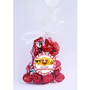 Emoji Heart Valentine Party Favor Sticker Labels, 40 2" Party Circle Stickers by AmandaCreation, Great for Classroom Valentines, Envelope Seals, Gifts & Treats
