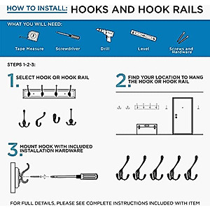 HARPOON 5 Pack of Mounted Tri Hooks, Heavy Duty, Stainless Steel, Metal Coat Hook Rail for Coat Hat Towel Purse Robes Mudroom Bathroom Entryway (Oil-Rubbed Bronze)