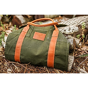 1844 Helko Werk Germany Frontier Collection Canvas Log Carrier - Firewood Holders and bags for Fireplace Logs - Made in USA (Log Carrier Green) #8755G