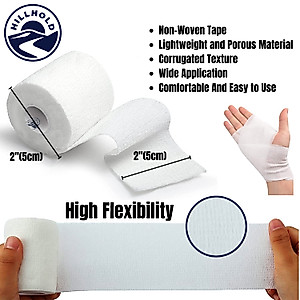 2 Inch - 12 Rolls Self Adhesive Bandage Wrap Vet Wrap for Dogs - Athletic Cohesive Bandage Wrap for Sports Injury, Strain, Knee&Wrist, Ankle Sprains. First Aid Non-Woven Bandages