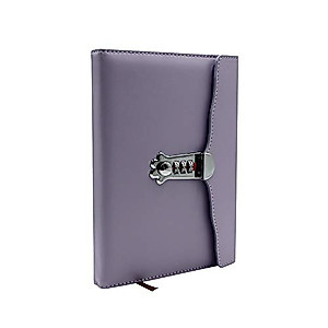 A5 PU Leather Cover Notebook with Combination Lock Diary Journal Travel Solid Color Digital Password Writing Book Notepad, 240 Pages,Lined Paper
