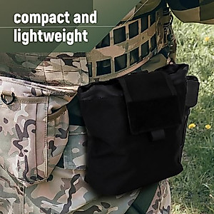 GearHill Molle Dump Pouch Drawstring Roll-Up Tactical Drop Pouch, Lightweight, Durable, Folding Hunting Utility Bag, Ammo Magazine Pouch (Black)
