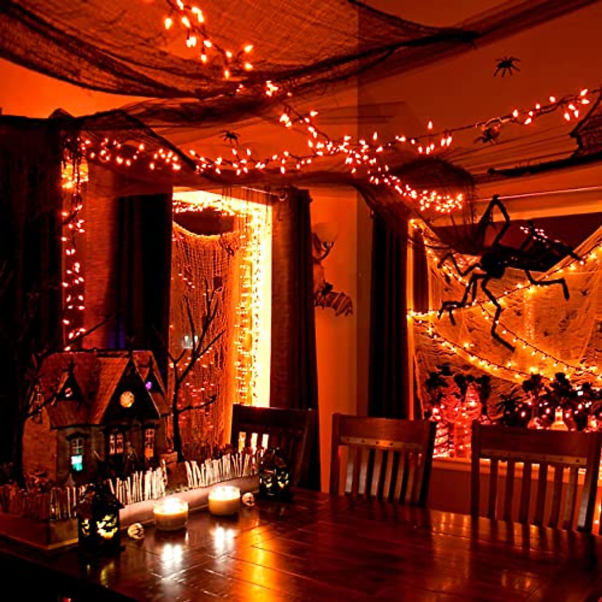 NEROSUN Christmas Mini String Lights, 20FT 100 Count Incandescent Connectable Green Wire Christmas Lights, Waterproof Christmas Decorations for Indoor Outdoor Home Garden Yard Decor (Orange, 1)