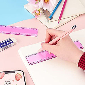 ZZTX Color Plastic Ruler Straight Ruler Measuring Tool 6 Inch Ruler Set Rulers Bulk 3 Pack
