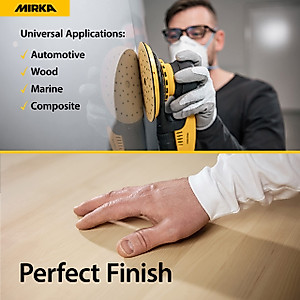 Mirka Gold Multifit 5'' Sandpaper Grit 80 Hook and Loop, 50 Pack 5 inch Sanding Discs for Orbital Sander, Sand Paper Pads for Wood, Drywall, Metal