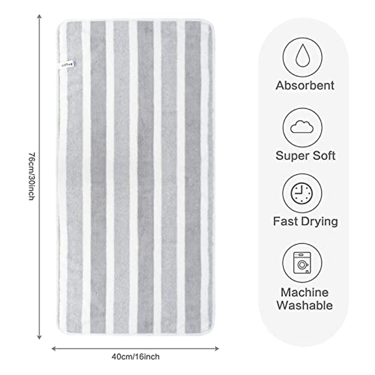 KinHwa Microfiber Hand Towels for Bathroom Soft and Absorbent Face Towels Grey Bathroom Hand Towels for Spa Hair Bath 30inchx16inch 4 Pack