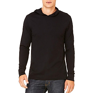 Bella + Canvas Unisex Jersey Long-Sleeve Hoodie, Small, BLACK