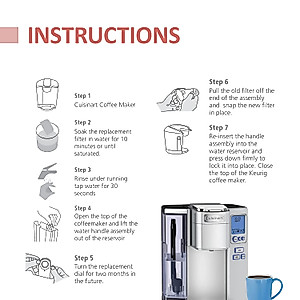 Pack of 6 Replacement Charcoal Water Filters for All Cuisinart Coffee Machines - Cuisinart Compatible (NOT KEURIG) Filters Fit Both Newer & Older Models Cuisinart Coffee Makers