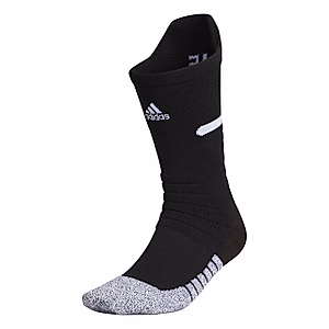 adidas Unisex Adizero Football Cushioned Crew Socks (1-Pair), Black/White, Large