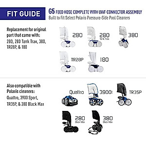 Polaris Genuine Parts G5 Complete Feed Hose with UWF Replacement for pressure-side cleaners 280, 280 Tank Trax, TR28P, 380, 180