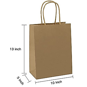 BIOBROWN Gift Bags Paper Bags Bulk with Handles for Birthday Wedding Party Favors - 10 x 5 x 13 inch - 25pcs - Kraft