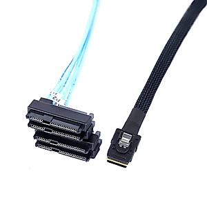 ADCAUDX Mini-SAS to SAS-Cable: 1M SFF8087 to SAS SFF-8087 to SFF-8482 Connector 4X SAS with SATA-Power Adapter Cable (3.3FT)
