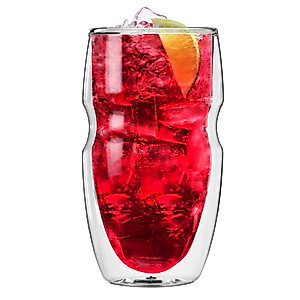 Ozeri Serafino Double Wall Insulated Iced Tea and Coffee Glasses, 16-Ounce, Set of 6