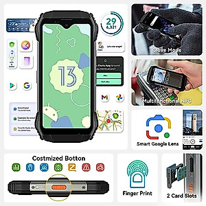 Blackview N6000 Rugged Smartphone 2023, 4.3-inch Small Android 13 Phone, 16GB 256GB Octa-core MTK Helio G99 6nm, 48MP + 16MP Camera, Dual SIM 4G, QHD+ Display 3880mAh 18W Fast Charge Rugged Phone, NFC