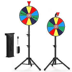 XvmeiMym 16 inches Spinning Prize Wheel, 10 Slots Floor Spinner - Tabletop Heavy Duty Adjustable Height Roulette Wheel for Carnival, Trade Show, Win Fortune Spin Games