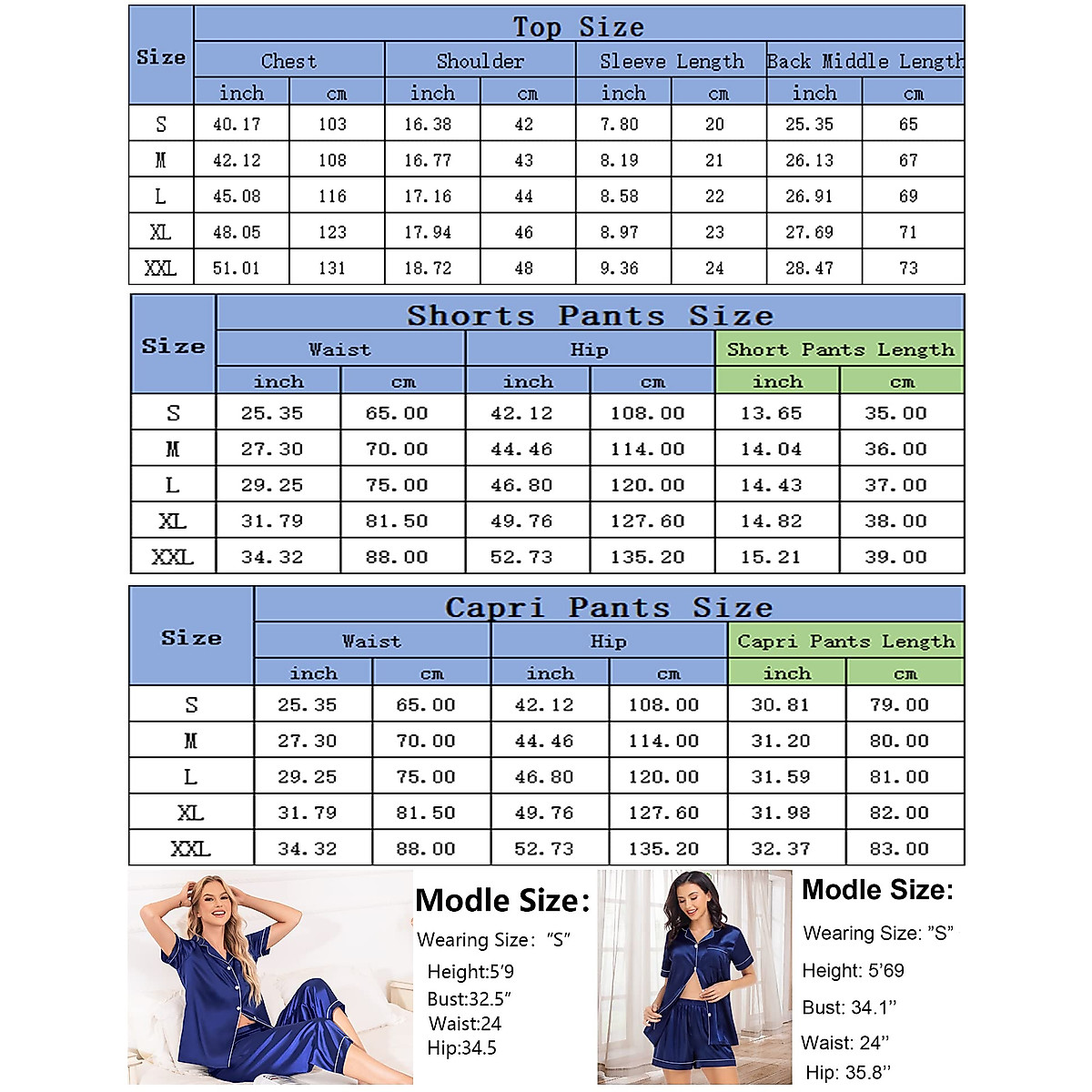 SWOMOG Women 3 PCS Silk Satin Pajama Set Short Sleeve Pjs Set Button Down Sleepwear Bridal Lounge Sets Shorts and Capri Pants Pink