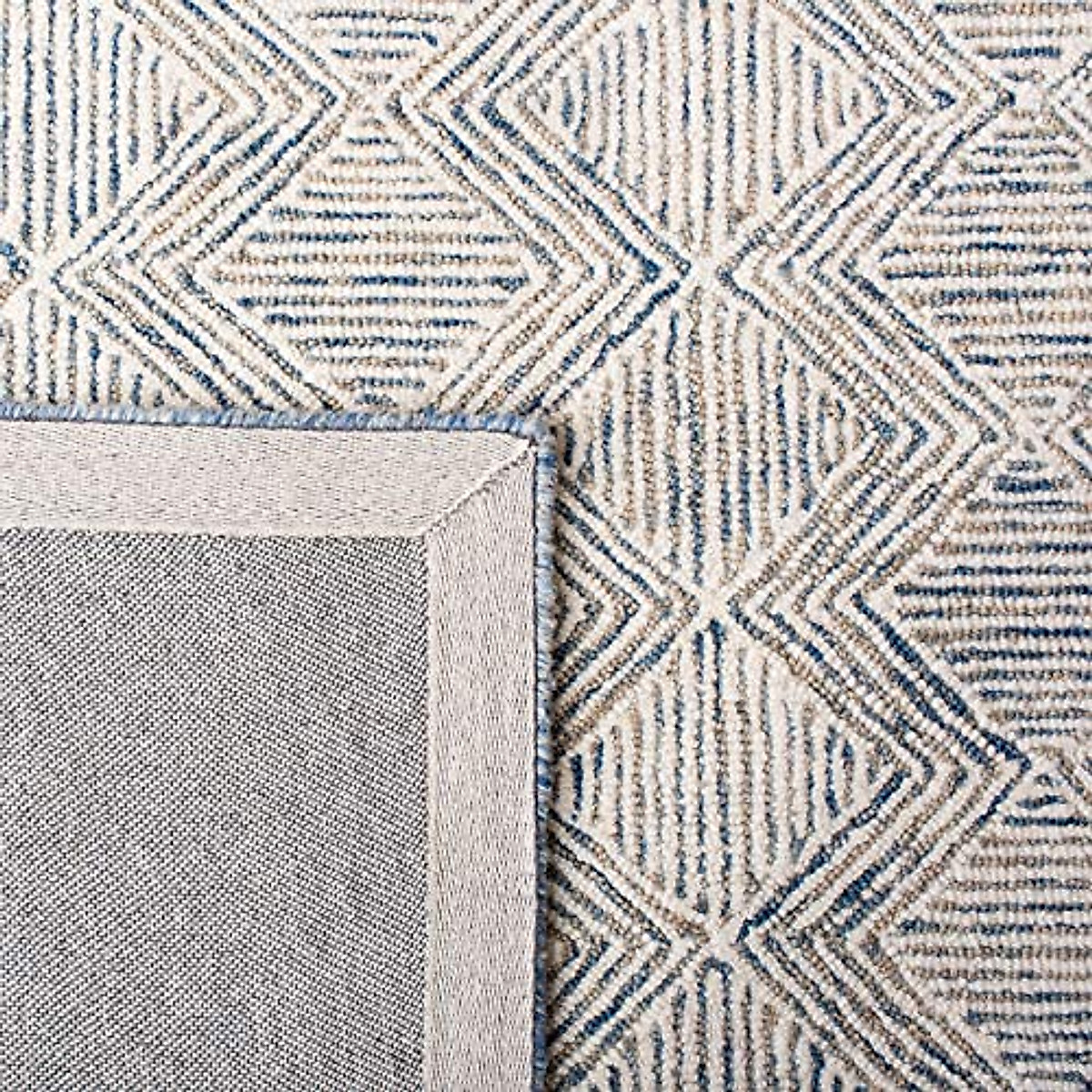 SAFAVIEH Micro-Loop Collection 8' x 10' Blue/Ivory MLP538M Handmade Premium Wool Area Rug