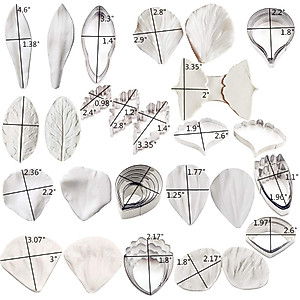 16set Gumpaste Flower Molds and Cutters Fondant Tools Kit Stainless Steel Flower Cookie Cutter Set Sugarcraft Flower Silicone Veining Making Mold for Wedding,Birthday Cake Decorating