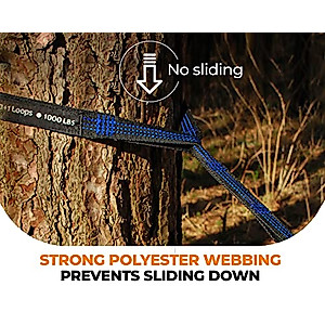 Foxelli Hammock Straps XL – Camping Hammock Tree Straps Set (2 Straps & Carrying Bag), 20 ft Long Combined, 40+2 Loops, 2000 LBS No-Stretch Heavy Duty Straps for Hammock Suspension System Kit