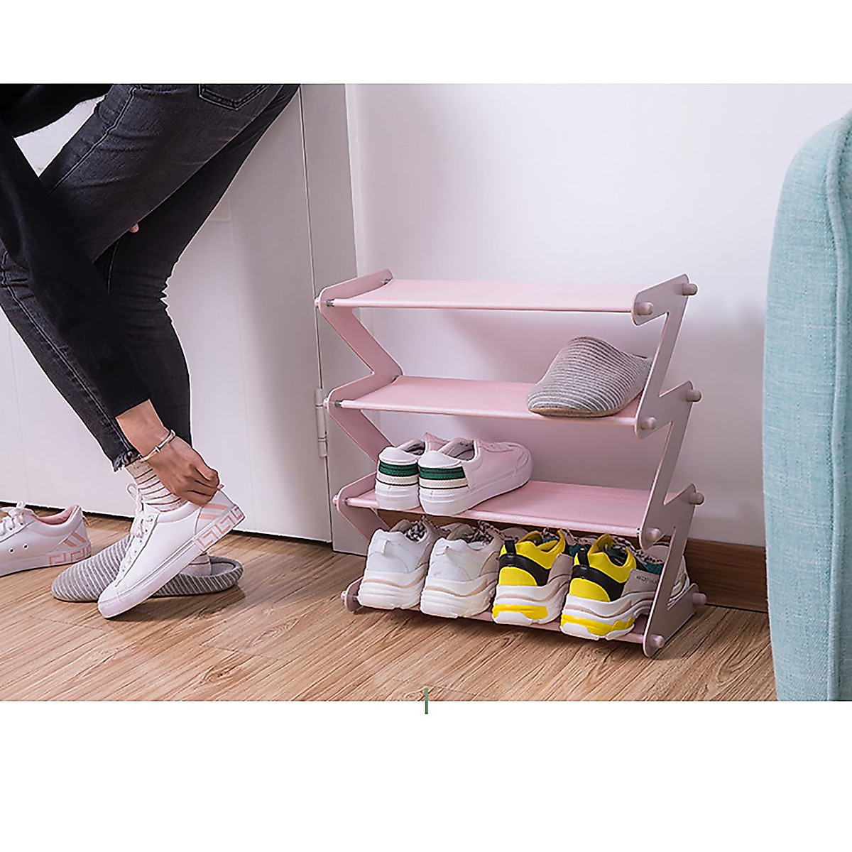 BOOMWAY MAR 2 Packes Mini Shoe Rack, Organize Your Little One's Shoes with This Cute Z-Shaped Kids Shoe Rack!