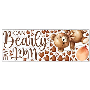 Baby Shower Sign Decorations Decal We Can Bearly Wait Sign for Backdrop Gender Reveal Party Decoration for Balloon Arch Boy or Girl Sticker Baby Bear Welcome Signs for Pregnancy Party Photo Background