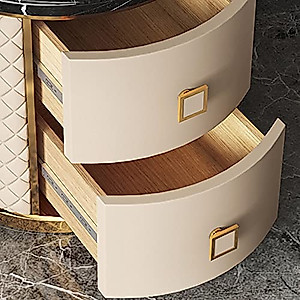 Bedside Tables Bedside Table Round Marble Bedside Cabinet Bedroom Furniture Storage Storage Nightstand Side Table (Color : Gold)