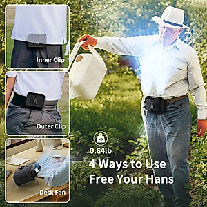 Socool 20000mAh Portable Waist Fan Clip on Wearable Belt Personal Fan Rechargeable Battery Operated, 40H Cooling Fan with 10 Speeds & Dual Motors,Neck Hanging Hands-Free For Outdoor Travel Power bank