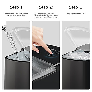 Portable Ice Maker Countertop with Self-Cleaning, 45lbs/24H, Bullet Ice Fast Making in 3.5 Mins, Compact Ice Machine with Ice Scoop/Basket, Perfect for Home Kitchen Party Camping Bar Office Outdoor RV