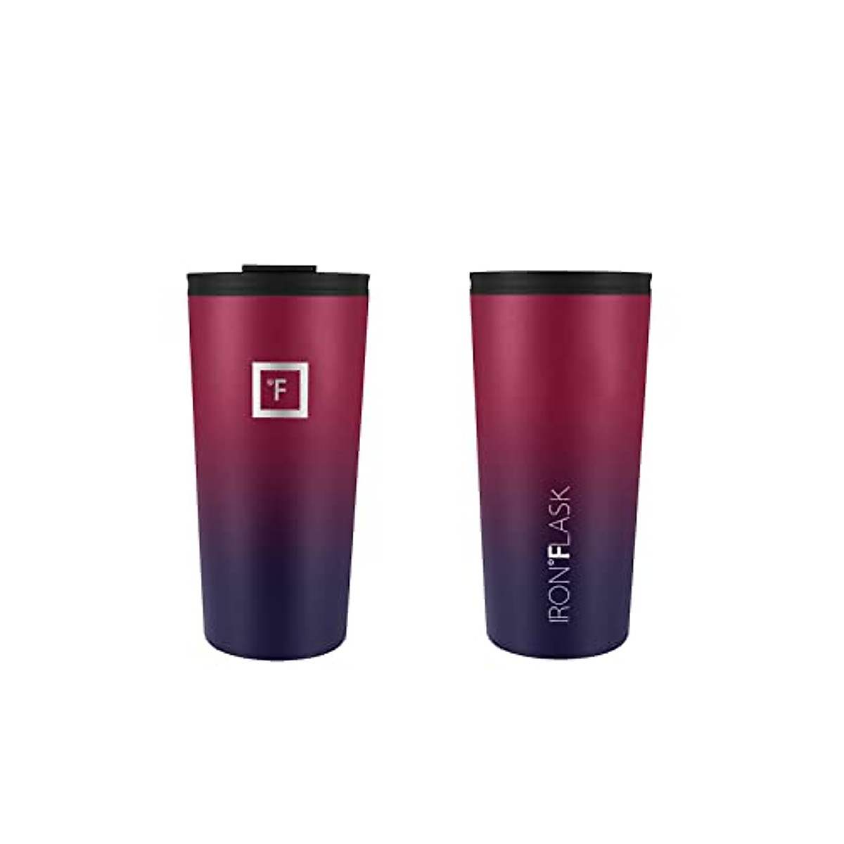 IRON °FLASK Classic Tumbler 2.0 - 20 Oz, 2 Lids (Straw/Flip), Vacuum Insulated Stainless Steel Bottle, Modern Double Walled, Simple Thermo Travel Mug, Hydro Water Metal Canteen - Dark Rainbow