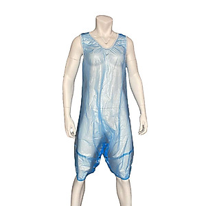 Haian PVC AB Unisex Snap Through Crotch Romper (Large, Transparent Blue)