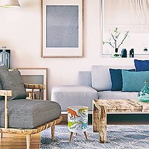 SHL96PZGX Small Garbage Can with Lid Grunge Seamless with Dinosaur on White Print for Boys with Wood Long Legs Simple Human Trash Can for Kitchen, Bathroom, Dog Proof, 1.8 Gallon - 7L