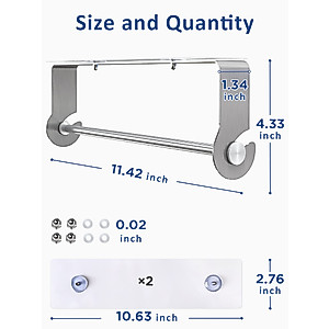 JARLINK Paper Towel Holder with Adhesive Under Cabinet, Removable Stainless Steel for Home Kitchen, Easy Tear and Wall Mounted, No Drilling, Silver