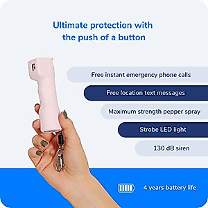 Plegium Smart Pepper Spray - The Original Smart Spray, Pair w/Smartphone for Location Sharing, Texts & Phone Alerts to Emergency Contacts, Military Grade Spray, Blinding LED Strobe Light, 130dB Siren