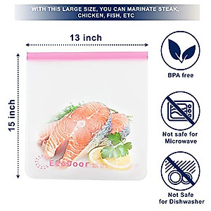 Ecodoor Reusable 2 Gallon Capacity Food Storage & Freezer Bags (4 Bags)