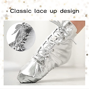 HIPPOSEUS Women's Jazz Shoes Silver Split Sole Dance Boots Ankle Dance Shoes for Men, US 7.5