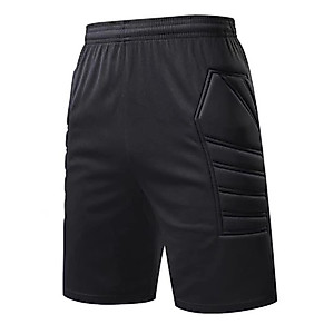 Yhong Kids Boys Goalkeeper Shorts Pants with Protection Pads Basketball Football Sweatpants Bottoms Activewear Shorts 11-12 Years