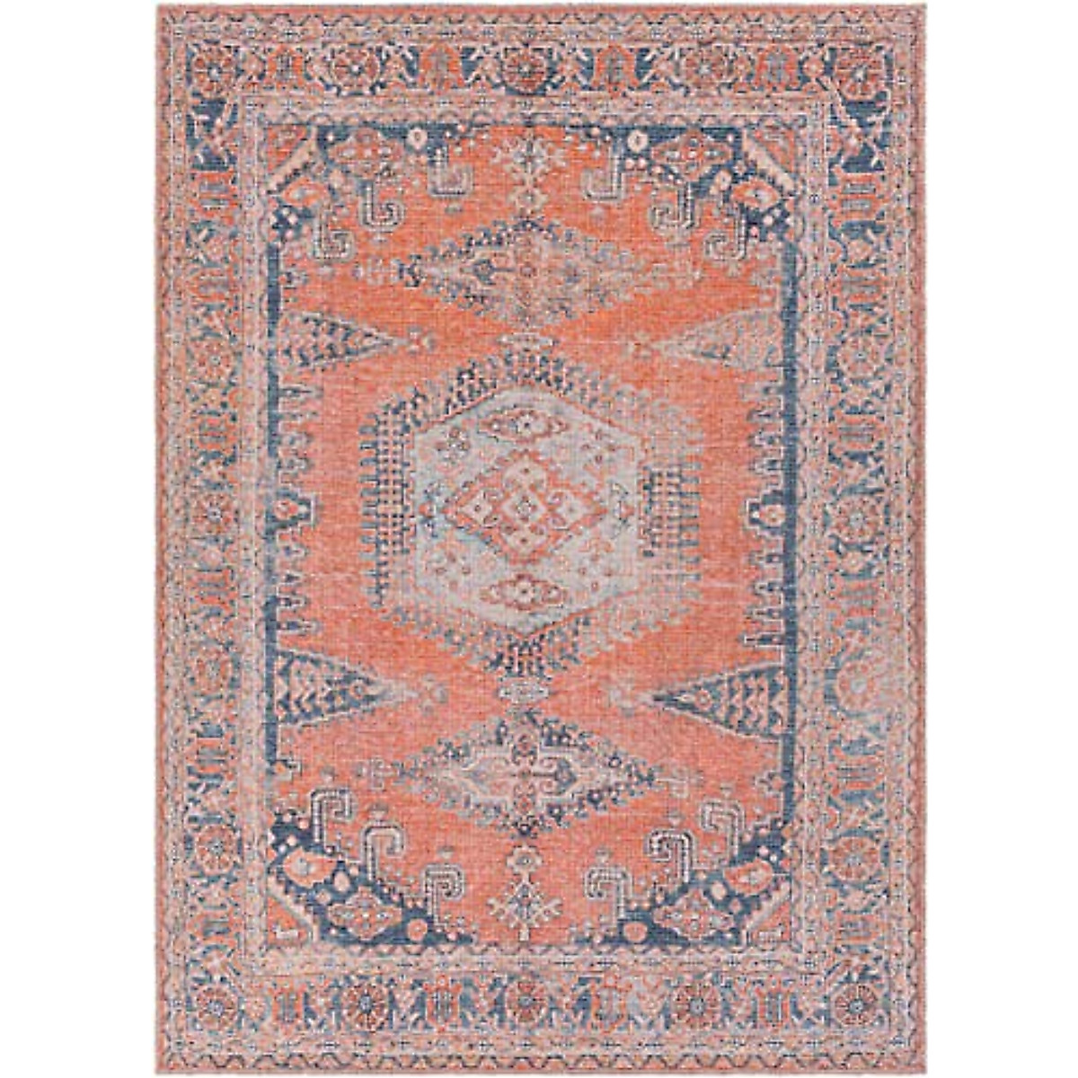Mark&Day Washable Area Rugs, 5x7 Mackey Traditional Burnt Orange Area Rug, Orange/Beige Carpet for Living Room, Bedroom or Kitchen (5'3" x 7'3", Machine Washable)
