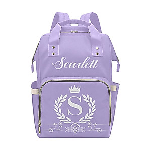 Personalized Diaper Bag Backpack Tote,Princess Wreath Purple,Custom Diaper Bags for Shower Gift