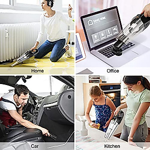 SAKKCA Car Vacuum Cleaner Cordless - Handheld Vacuum Rechargable, 9000pa High Suction, Led Light, Wet-Dry Use Portable Car Vacuum for Vehicle Home Office