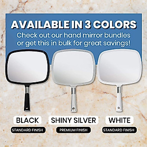 MIRRORVANA® Large Hand Held Mirror with Comfy Handle for Women and Men - Personal Barber Haircut Mirror to See Back of Head - Espejo de Mano - 9" x 13" (White)