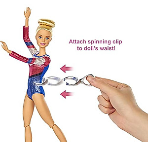 Barbie Gymnastics Playset with Doll and 15+ Accessories, Twirling Gymnast Toy with Balance Beam, Blonde Doll