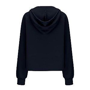 DOLKFU prime shopping online cute fall outfits for women Cropped Zip up Hoodies For Women Oversized Long Sleeve Fashion Pullover Casual Lightweight Sweatshirts with Pocket Navy XL