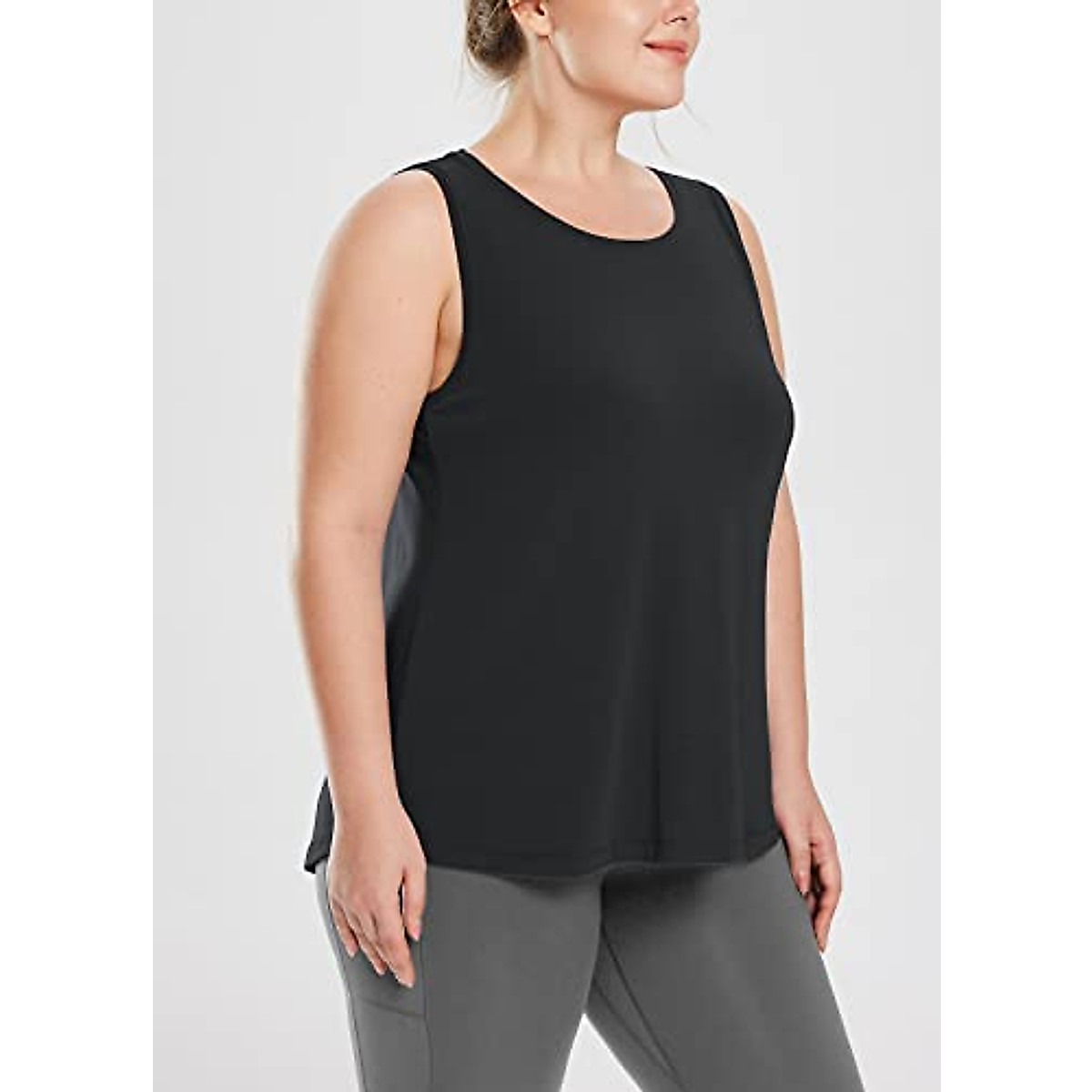 BALEAF Women's Plus Size Workout Tank Tops Loose Fit Sleeveless Athetic Running Exercise Shirts Black XL