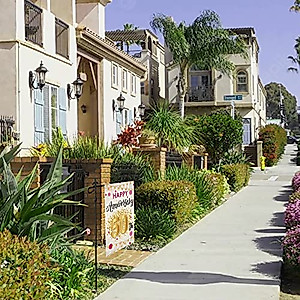 Happy 50th Anniversary Garden Flag, Cheers to 50 Years Loved Yard Flag Vertical Premium Burlap Rustic Wedding Anniversary Celebration Banner for Farmhouse Outside Outdoor Sign Double Sided, 12" x 18"