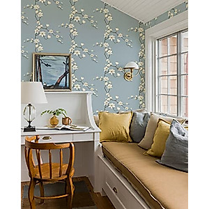 GloryTik 15.5" x 118" Floral Wallpaper Peel and Stick Wallpaper Beige Flowers Contact Paper Self-Adhesive Wallpaper Waterproof Removable Wallpaper Decoration for Cabinets Bedroom Walls